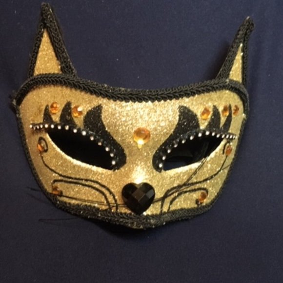 Cat Mask | Accessories | Gold Glitter Black Cat Face Mask Costume Mardi ...